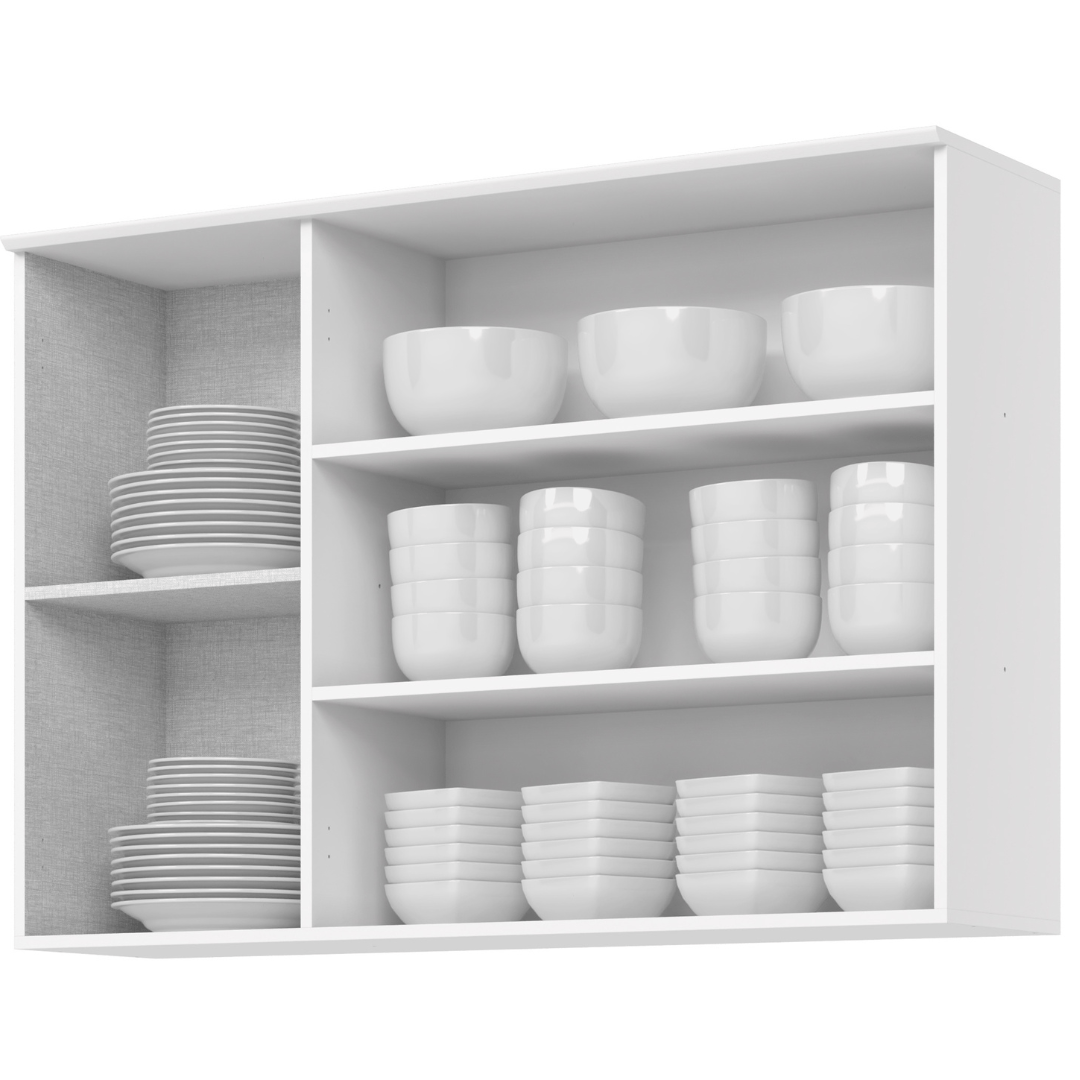 Armário Aéreo de Cozinha Americana Henn 100% MDF 3 Portas de Vidro ...